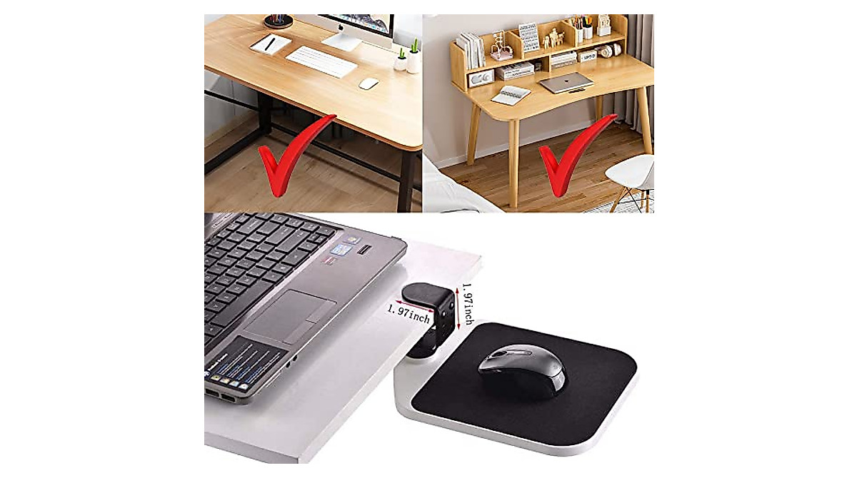 FUZADEL Under Desk Mouse Tray - Ergonomic Swivel & Space Saver