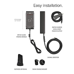 weBoost Drive Sleek - Car Cell Phone Signal Booster with Cradle Mount| Boosts 5G & 4G LTE for All U.S. Carriers- Verizon, AT&T, T-Mobile | Magnetic Roof Antenna | Made in USA | FCC Approved (470135)