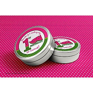 Pink Watermelon 1st Birthday Party Thank You Sticker Labels, 40 2" Party Circle Stickers by AmandaCreation, Great for Party Favors, Envelope Seals & Goodie Bags
