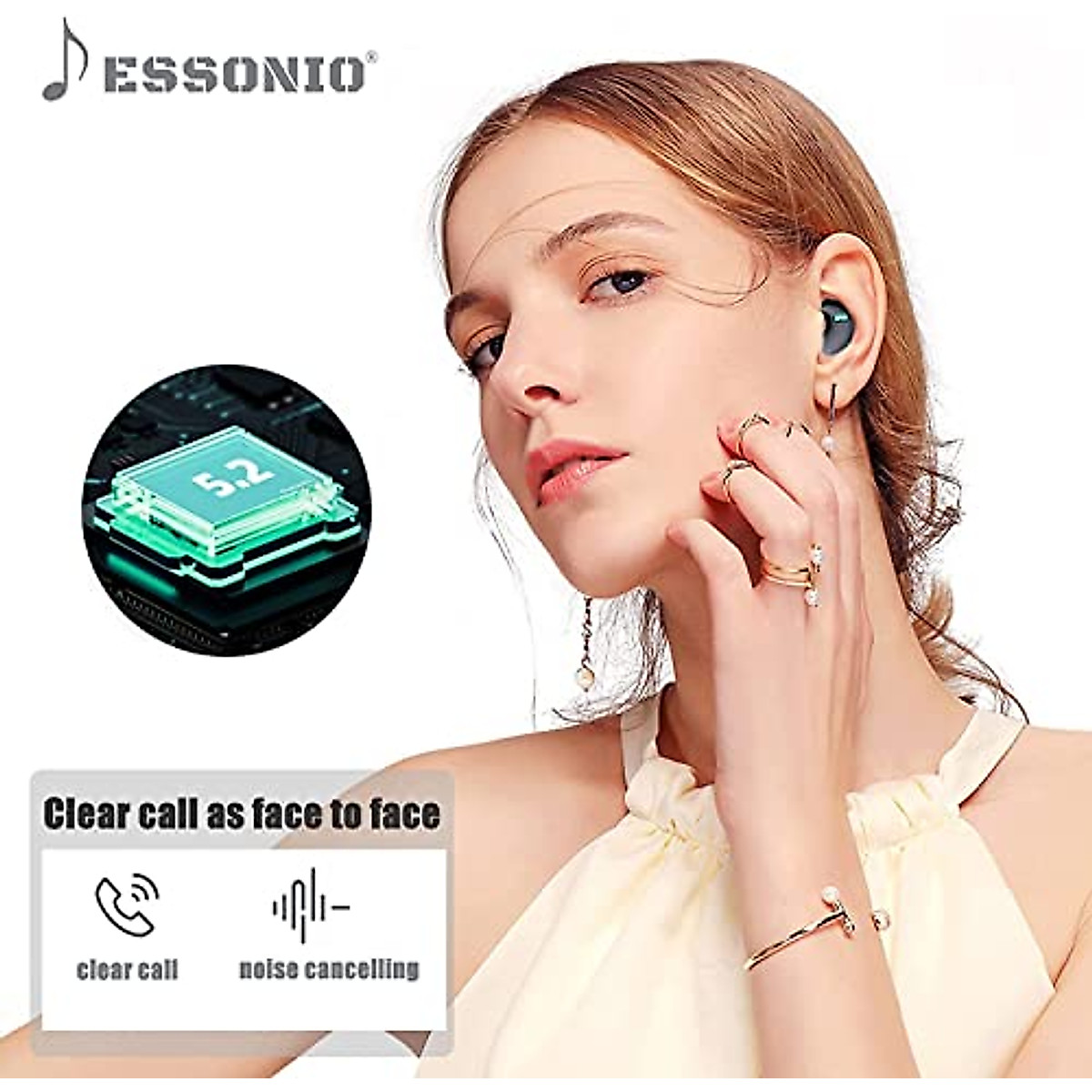 ESSONIO Sleeping Headphones Sleeping Earbuds Sleep Noise Cancelling Headphones with Microphone Wireless Headphones for Side Sleepers Sleeping Earbuds with IPX5 Waterproof