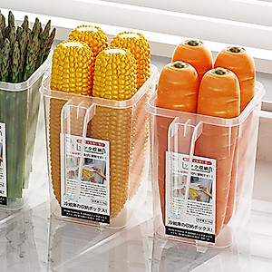 Cyrank 2Pcs Refrigerator Organizer Box, Refrigerator Side Door Storage Box with Lid Fruit Vegetable Containers Clear Plastic Fridge Side Door Storage Box Set for Kitchen