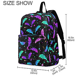 ZzWwR Stylish Rainbow Colors Bats Stars Unisex Travel Laptop Backpack Durable Large Computer Bag Ideal for Back to School Bookbags Work