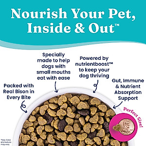 Solid Gold Small Breed Dog Food - Nutrientboost Wee Bit Whole Grain Made w/Real Bison, Brown Rice, & Pearled Barley - High Fiber, Probiotic Dry Dog Food for Dogs with Sensitive Stomachs - 3.75 LB