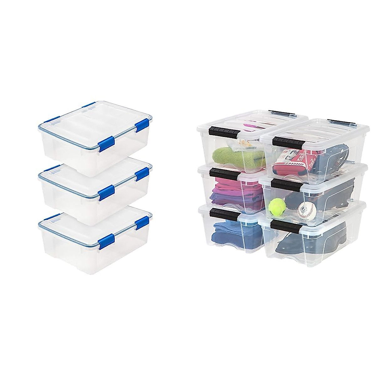 IRIS USA Plastic Storage Boxes and Containers Bundle (3 Pack 26.5 Quart + 6 Pack 12 Quart)