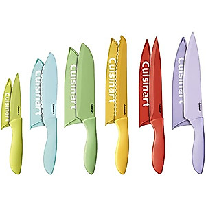 Cuisinart 12-Piece Kitchen Knife Set, Advantage Color Collection with Blade Guards, Multicolored, C55-12PCER1