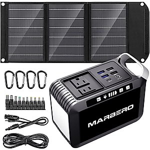 MARBERO Portable Power Station 120W Peak Camping 30000mAh Portable Power Bank with AC Outlet, USB QC3.0, LED Flashlights for CPAP Home Office Camping Emergency Backup