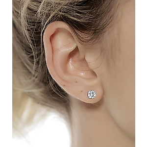 Tornito 7 Pairs 20G Stainless Steel Stud Earrings Round Cubic Zirconia Barbell Earring Set For Men Women 2MM-8MM Silver Tone