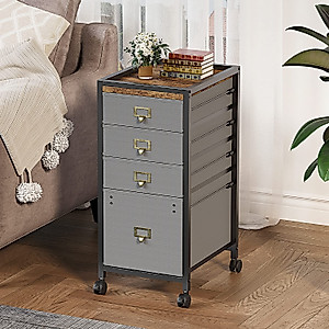 Alkmaar 4 Drawer Vertical Mobile File Cabinet Fits A4 or Letter Size, Rustic Grey