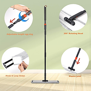 Microfiber Mop 18" Large Flat Mops for Floor Cleaning Floor Mop 4 Premium Pads Hardwood for Cleaning Wet Mop Wet or Dry Floor Cleaning