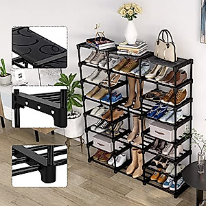 SRQMQ Shoe Rack Organizer, 8 Tiers Metal Shoe Rack Holds 46 Pairs Shoes, Freestanding Shoe Racks That Can be Assembled into A Variety of Shapes are Suitable for Entryway, Bedrooms and Stair Passage