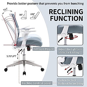H HAILIBO Office Chair, Mesh Back Desk Chair, Swivel Ergonomic Computer Chair with Flip-Up Arms and Adjustable Height (Light Blue)