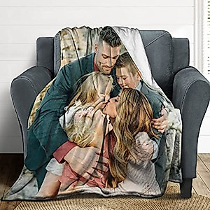 Custom Personalized Blanket with Photo & Name - Personalized Picture Collage Blanket Soft Using My Own Photos Custom Gifts for Dad, Mom, Family, Friends, Couples