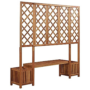 vidaXL Garden Planter with Bench and Trellis Solid Acacia Wood