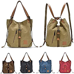 Jiamusi Women Purse Handbag Canvas Tote Bag Casual Shoulder Bag School Bag Large Capacity Canvas Backpack (Blue)