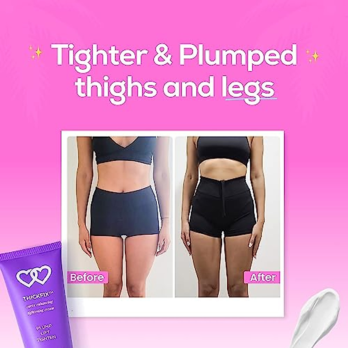 Gluteboost - ThickFix Weight Gainer Cream - Natural Enhancement For Women - Curve Plumping and Firming For Hips, Thighs, and Legs - Body Enhancer With Voluplus and Volufiline - 1 Month