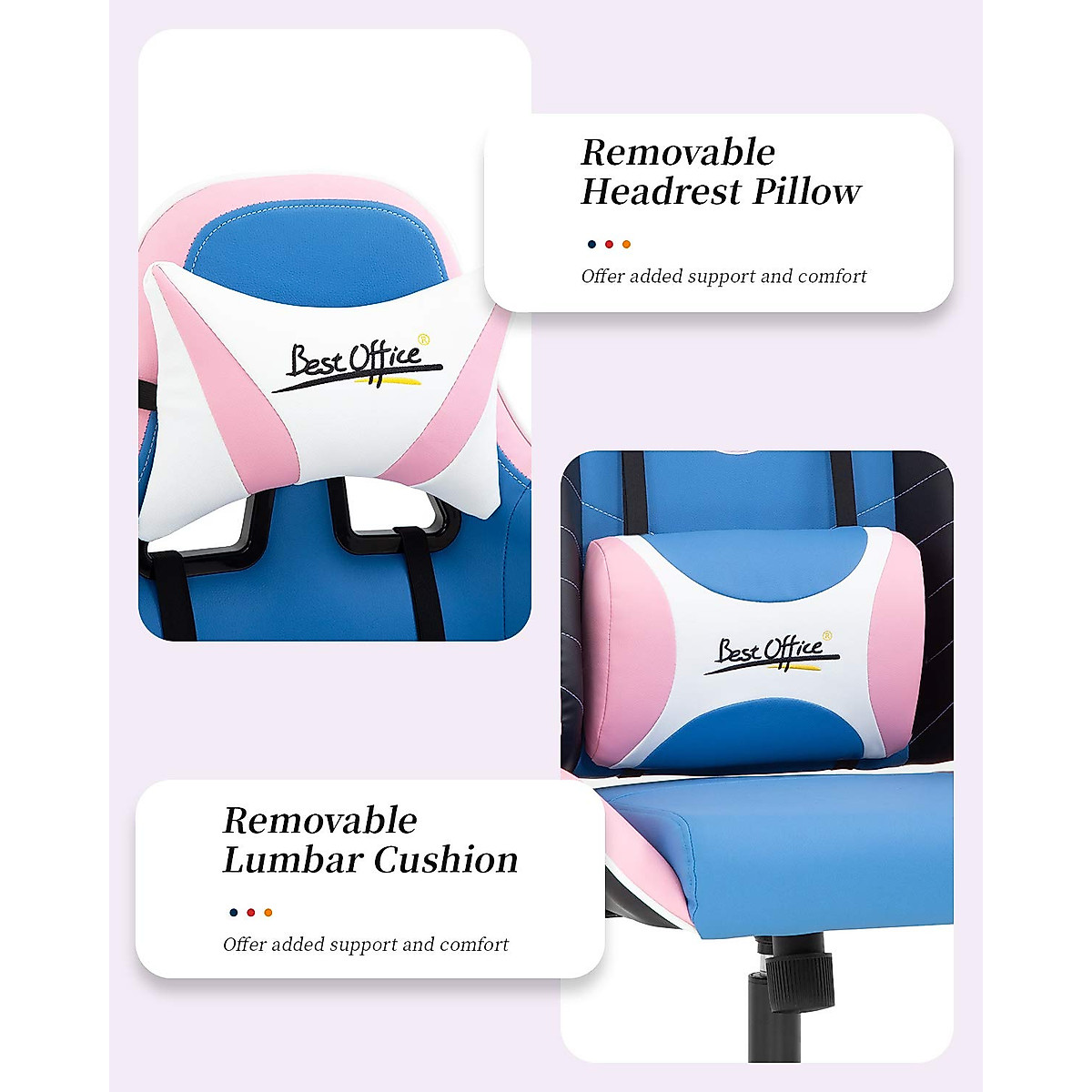 PC Gaming Chair Racing Office Chair E-Sports Computer Chair with Lumbar Support Adjustable Headrest 2D Armrest Rolling Swivel Game Chair Task Ergonomic PU Leather Desk Chair