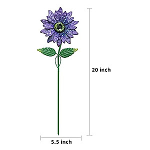 hogardeck Metal Flower Decorative Garden Stakes,4 Pcs 20" Outdoor Garden Decor Shaking Head Sunflowers Daisy Ornament, Yard Art Spring Decorations for Patio Lawn
