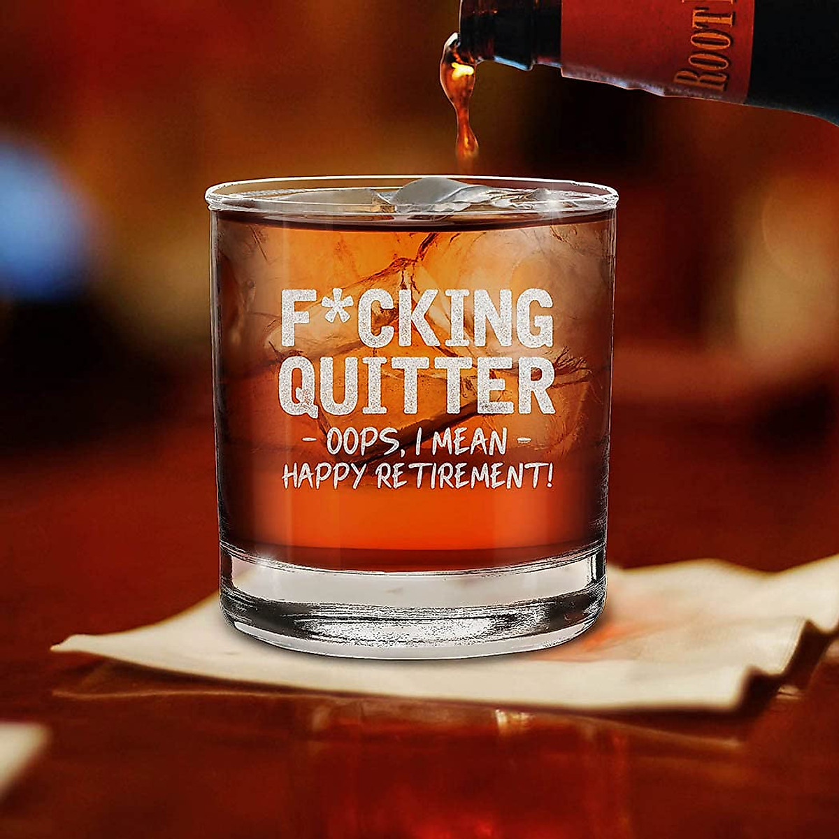shop4ever F cking Quitter Oops I Mean Happy Retirement! Engraved Whiskey Glass 11 oz. Gift for Retiree