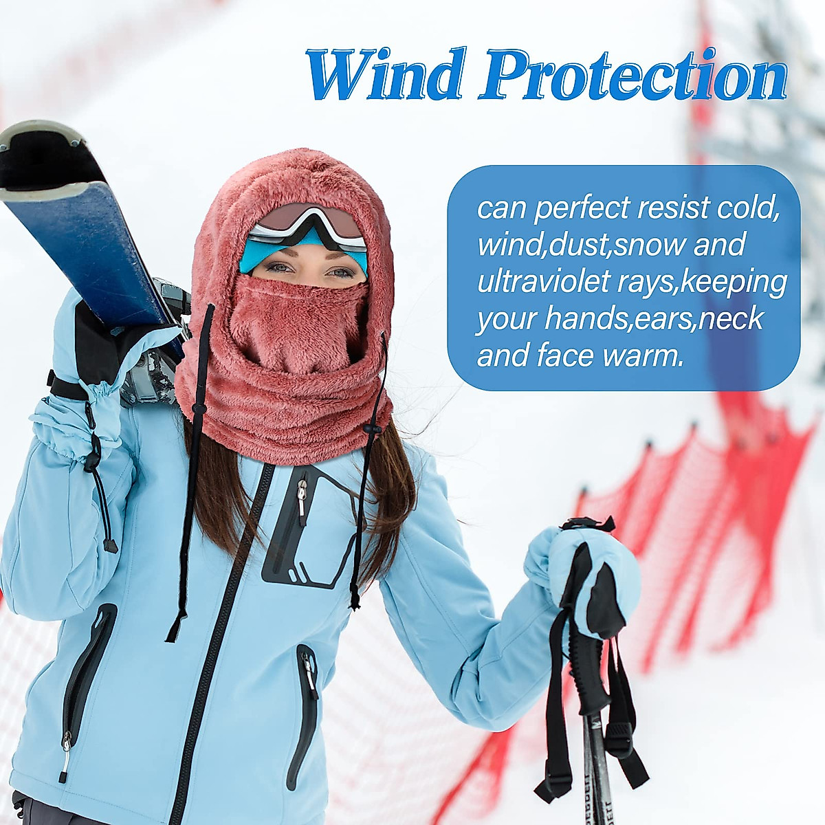 2 Pcs Ski Mask Fleece Balaclava Hood Warm Snowboard Face Warmer Cap Scarf Windproof Thermal Balaclava Hat Winter Face Mask (Dark Gray, Red)