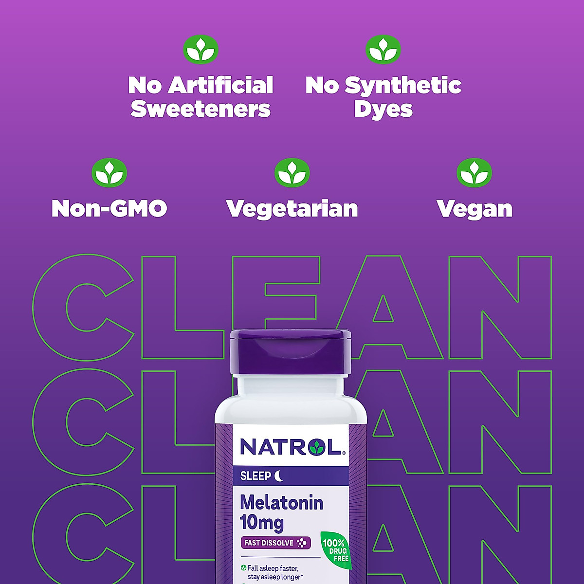 Natrol Fast Dissolve Melatonin 10 mg, Dietary Supplement for Restful Sleep, Fast-Dissolve Tablets for Adults, 60 Citrus-Flavored Melatonin Tablets, 60 Day Supply