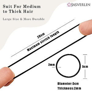 JASVERLIN Small Hair Elastics, Black Hair Ties Ponytail Holder Fine Thin Medium Hair No Pull Long Lasting Braid Hair Styling Rubber Bands for Women 8-14 Girl Men 2mm 80 Pieces (Black)