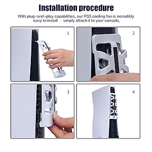 Upgraded PS5 Cooling Fan with LED Light and USB Port - Quiet Fan for PS5 Accessories - Suitable for Sony PS5 Digital/Disc Edition - White (NOT for PS5 Slim)