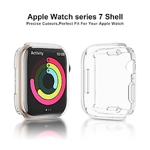 [2 Pack] Apple Watch Series 9/8/7 45mm Screen Protector Case,JZK Soft Slim TPU All Around Protective Shell Anti-Scratch Bumper Cover Case for Apple Watch Series 9/8/7 45mm Accessories,Clear+Clear