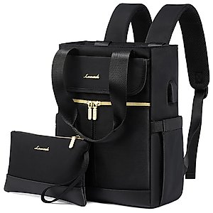 LOVEVOOK Backpack Purse for Women, Convertible Mini Backpacks Tote for Teen Girls, Small College Bookbag for Work, School, Travel, 2pcs set, Black