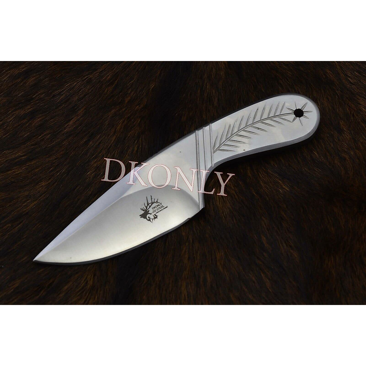 DKONLY-BLADES USA: 6.3" Custom Designed Hand-forged D2 Steel Hunting Blank Blade/Skinner Knife (i1x) (Handle Style: Flower)