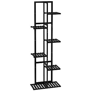 Laiensia Bamboo Plant Stand Rack 6 Tier,Multiple Stand Holder Shelf Rack, Indoor&Outdoor Planter Display Shelves for Patio Garden, Living Room, Corner Balcony and Bedroom,Black