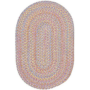 Super Area Rugs Braided Rug for Kids Room - Nursery Rug - Classroom Rug - Made in USA - Washable Rug for Playroom - Hipster, Pink Multi, 4' X 6' Oval