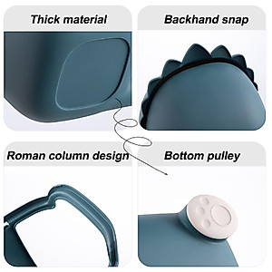 Cute Desktop Trash Can Plastic Creative Mini Lovely Living Room Dining Table Wastebasket with Lid Small Plastic Storage Bin for Home Children Bedroom (Dark Blue Monster)