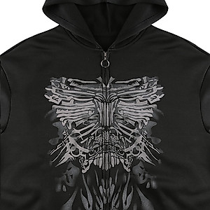 Mieeyali Women 's Oversized Zip Up Sweatshirt Graphic Rhinestone Jackets Y2K Fairy Long Sleeve Printed Hoodies Streetwear (Black-Skeleton butterfly,Large)
