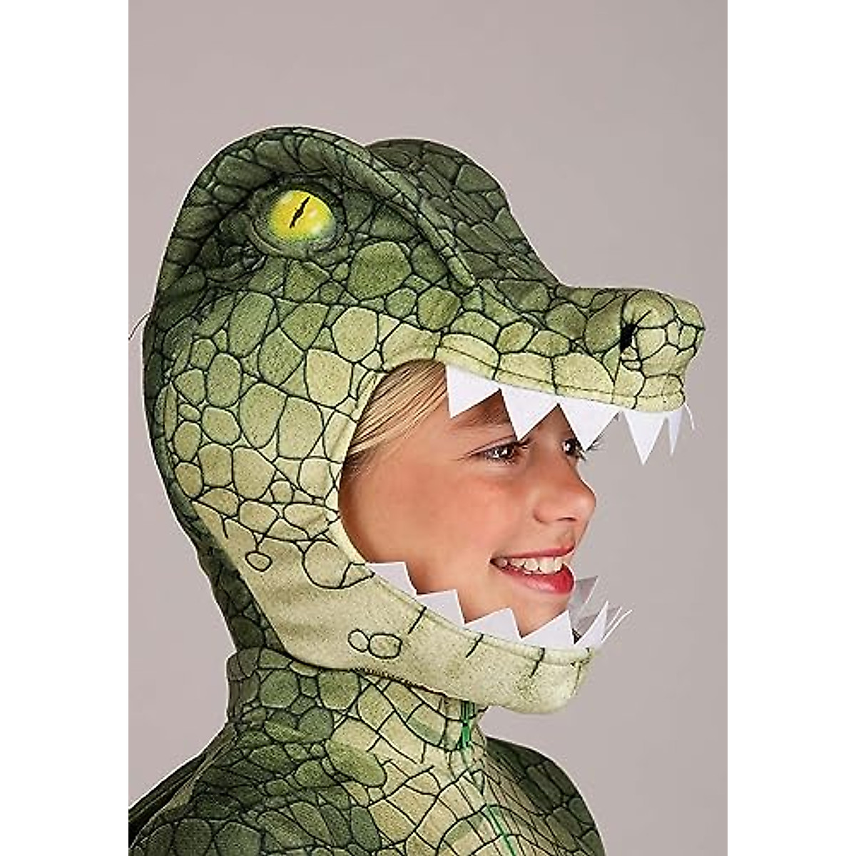 Kids Dangerous Alligator Costume Boys, Green Reptile Hooded Jumpsuit Halloween Outfit Small