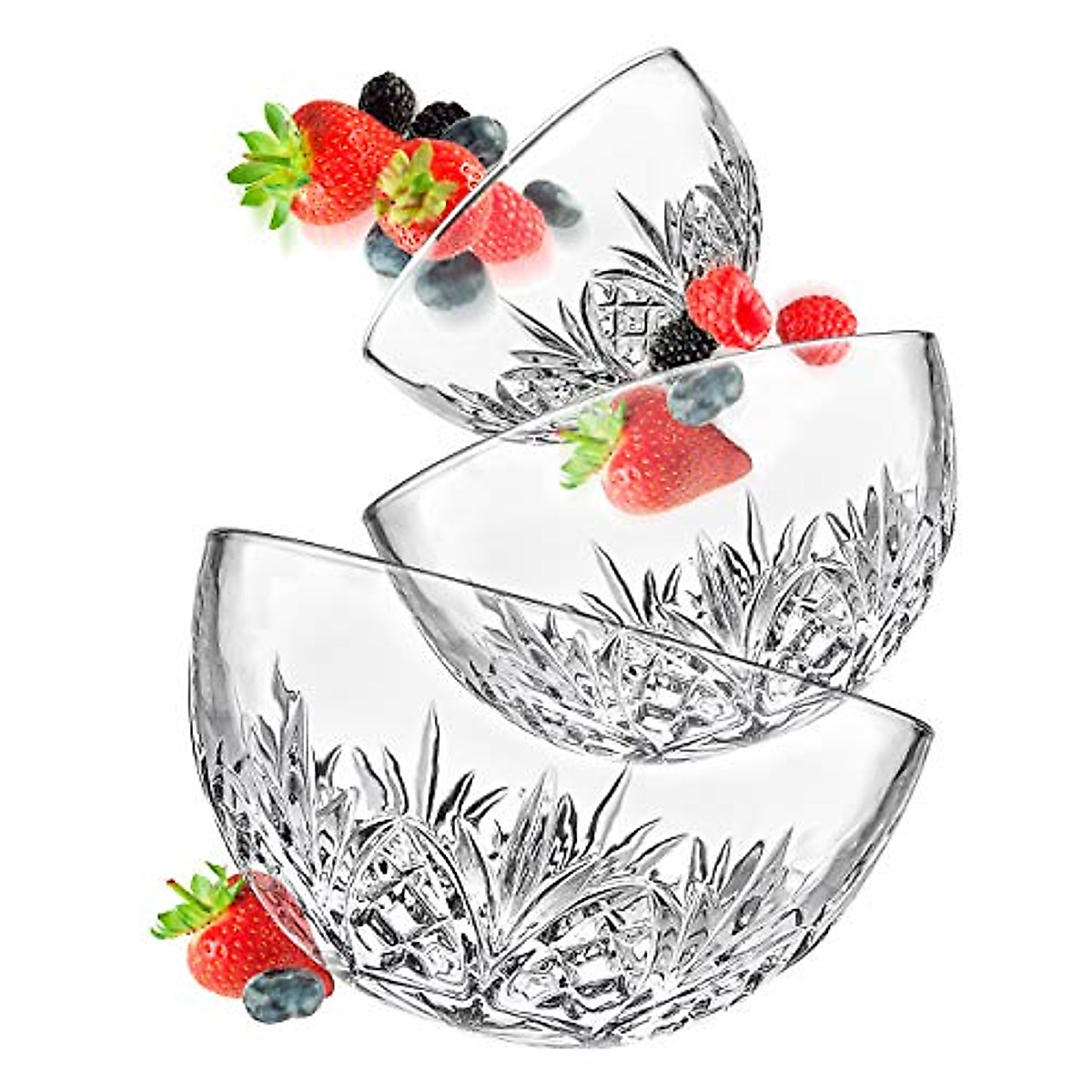 Godinger Glass Nesting Bowls Set, Dish Bowl Set - Dublin Collection, Set of 3