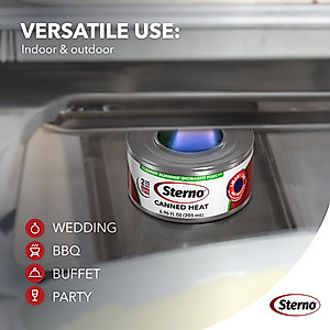 Sterno Green Canned Heat Ethanol Fuel Can - Ethanol Gel Cans with 2.25-Hour Burn Time, Chafing Dish Fuel Cans & Gel Fuel Cans for Fire Bowl - Fuel Cans for Food Warmer & Portable Stoves - Pack of 12