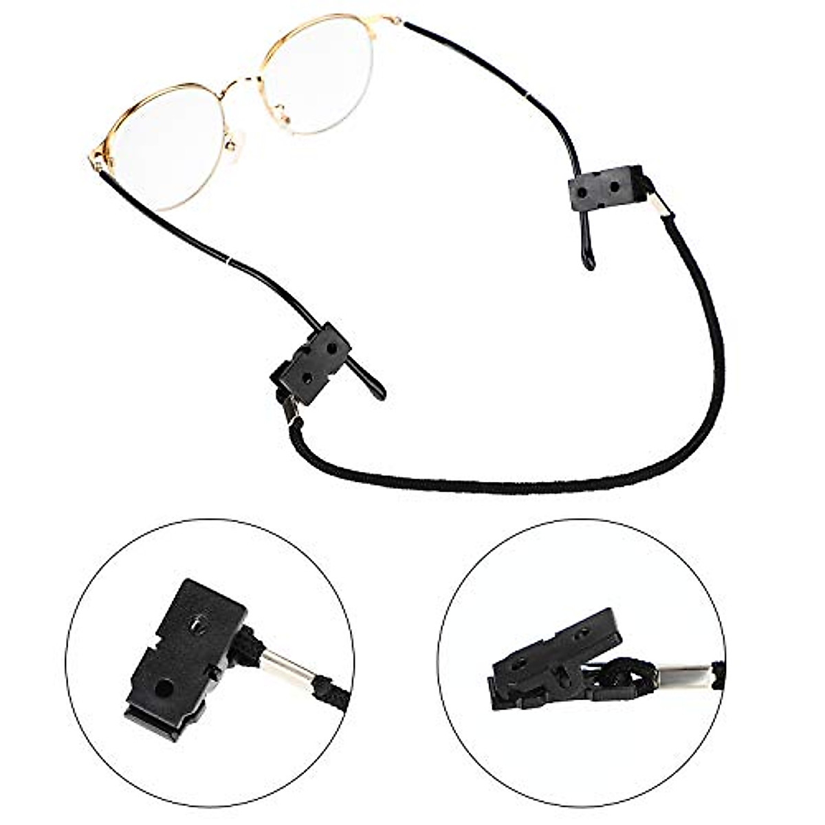 Black Adjustable Hat Strap Clips Windproof Strap Clips Retainers Anti-Lost Strap with Cord Locks for Sports (Classic Style)