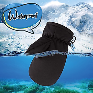 POXIMI Winter Toddler Snow Gloves Baby Boys Waterproof Gloves for Girls Warm Mittens Fleece Ski Mittens for Outdoor Sports (Black, 1-2T)