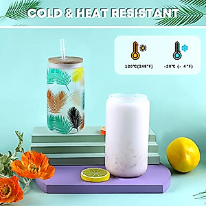 HTVRONT Sublimation Glass Blanks with Bamboo Lid - 16oz Frosted Sublimation Beer Can Glass - Sublimation Glass Tumblers for Iced Coffee Juice Soda Drinks (4 PACK)