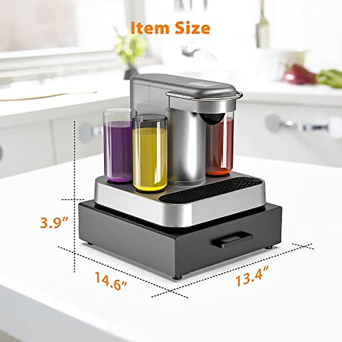 Storage Drawer for Bartesian Pods, ZECENN Cocktail Pod Holder for Bartesian Capsules Compatible with Bev by BLACK+DECKER Cocktail Machine, Hold 36 Pods, Countertop Organizer Bar Accessories- Black