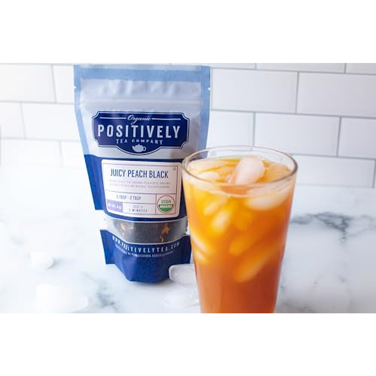 Organic Positively Tea Company, Juicy Peach Black Tea, Loose Leaf, 16 Ounce