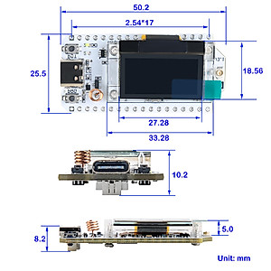 DIYmall 915MHz ESP32 LoRa V3 Development Board SX1262 0.96 Inch OLED Display WiFi+BLE Lora Kit with LoRa Antenna for Arduino IOT Smart Home (2Sets)