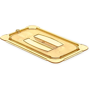 Carlisle FoodService Products 10490U13 StorPlus High Heat Universal Handled Food Pan Lid, Quarter Size, Amber