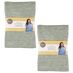 KAF Home Ayesha Curry Mixed Utility Kitchen Towel Set | Set of 6 Mixed Terry Kitchen Towels | Absorbent Kitchen Towels Perfect for Spills, Drying Dishes, Cooking, and Any Household Mess (Green)