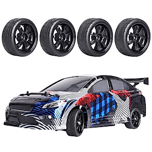 4PCS Width:1.02" (26mm) OD 2.56"(65mm) Rubber Tires & Wheel Rims 12mm Hex Hub For 1/10 Scale RC Vehicle On Road Touring Car