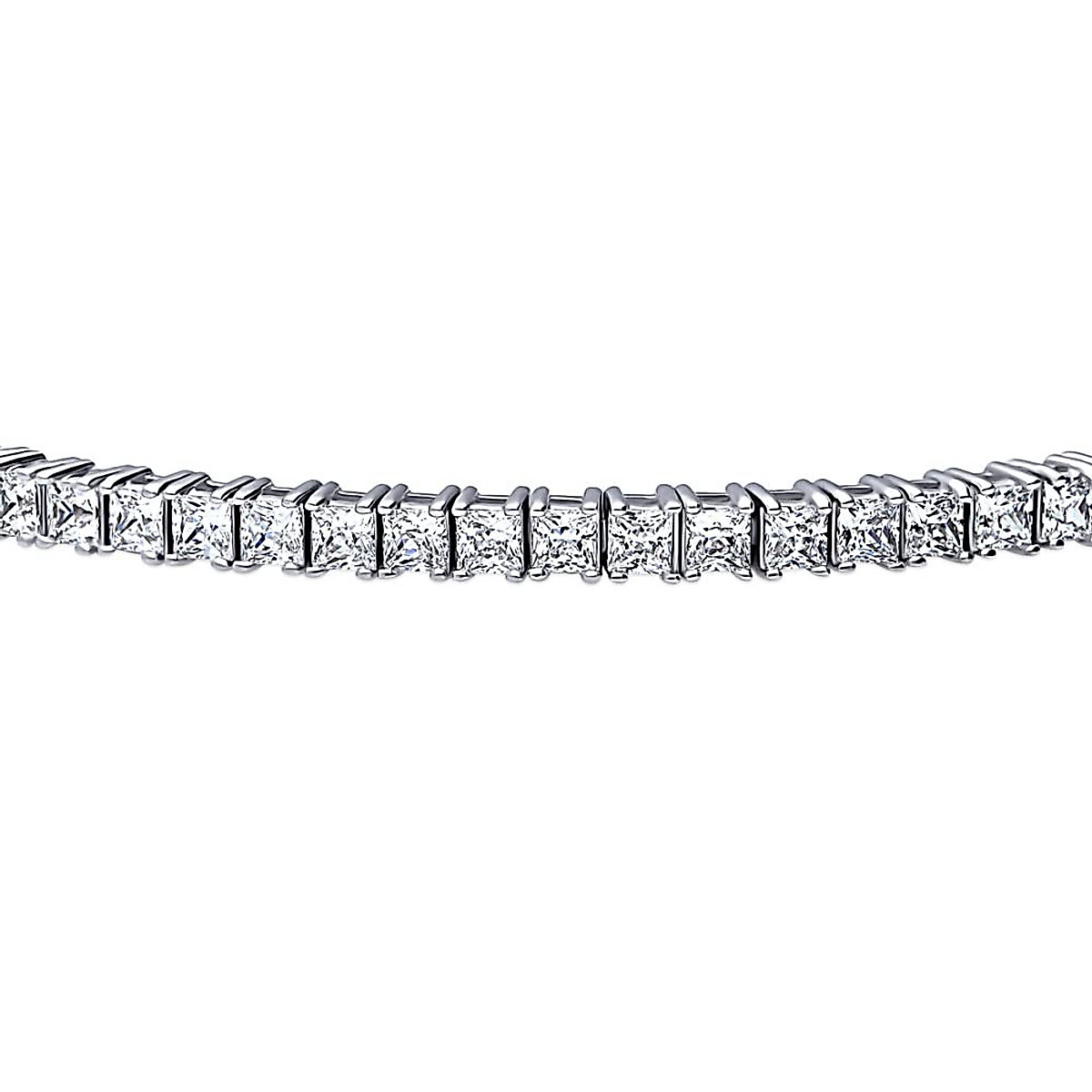 BERRICLE Sterling Silver Princess Cut Cubic Zirconia CZ Fashion Tennis Bracelet for Women, Rhodium Plated 6.5"