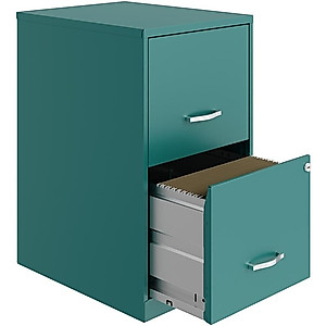 Hirsh Industries Space Solutions 18in 2 Drawer Metal File Cabinet Teal, Letter Size, Fully Assembled