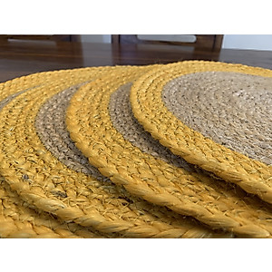 Nature4u 100% Jute Hand Braided Placemat Set of 4 Rustic Vintage Farmhouse Table top & Dining Table Round Placemat for Parties (14” Diameter, Natural Beige) Set of 4