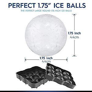 Premium Ice/Cake Ball Maker, Whiskey Ice Mold, 9 Spherical Balls Ice Tray makes 1.8" / 4.5cm Sphere, 3 Securing Systems Preventing Leakage -Silicone