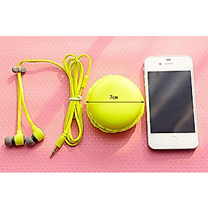 Amberetech Cute 3.5mm in Ear Earphones Earbuds Headset with Macaron Earphone Organizer Box Case for iPhone,for Samsung,for Mp3 iPod Pc Music (Green)